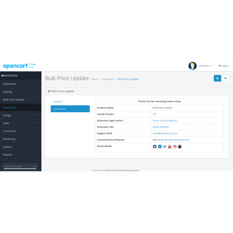 Bulk Price Update | Opencart Extension | CodeEshop