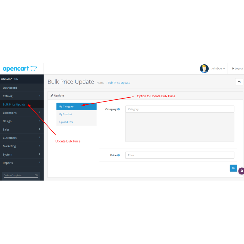 Bulk Price Update | Opencart Extension | CodeEshop