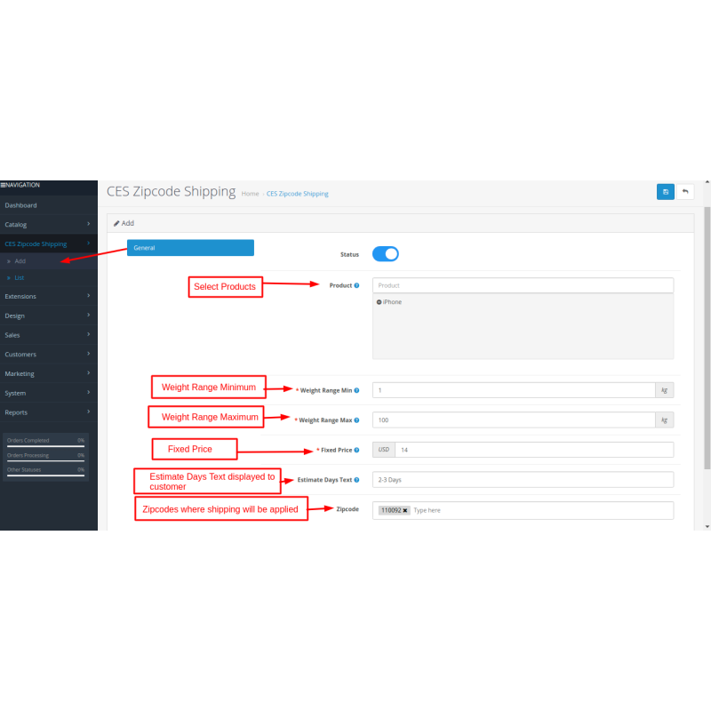 Zip Code Shipping | Opencart Extension | CodeEshop