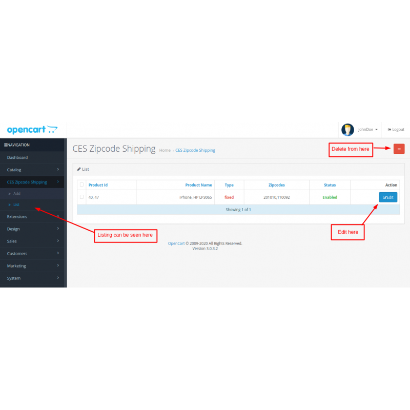 Zip Code Shipping | Opencart Extension | CodeEshop